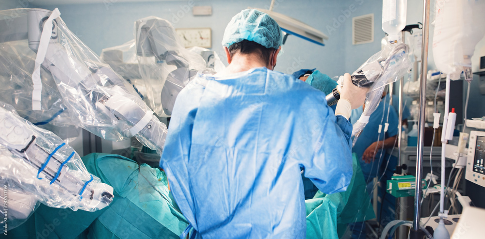 Minimal invasive robot surgical system in hospital. Robotic technology ...
