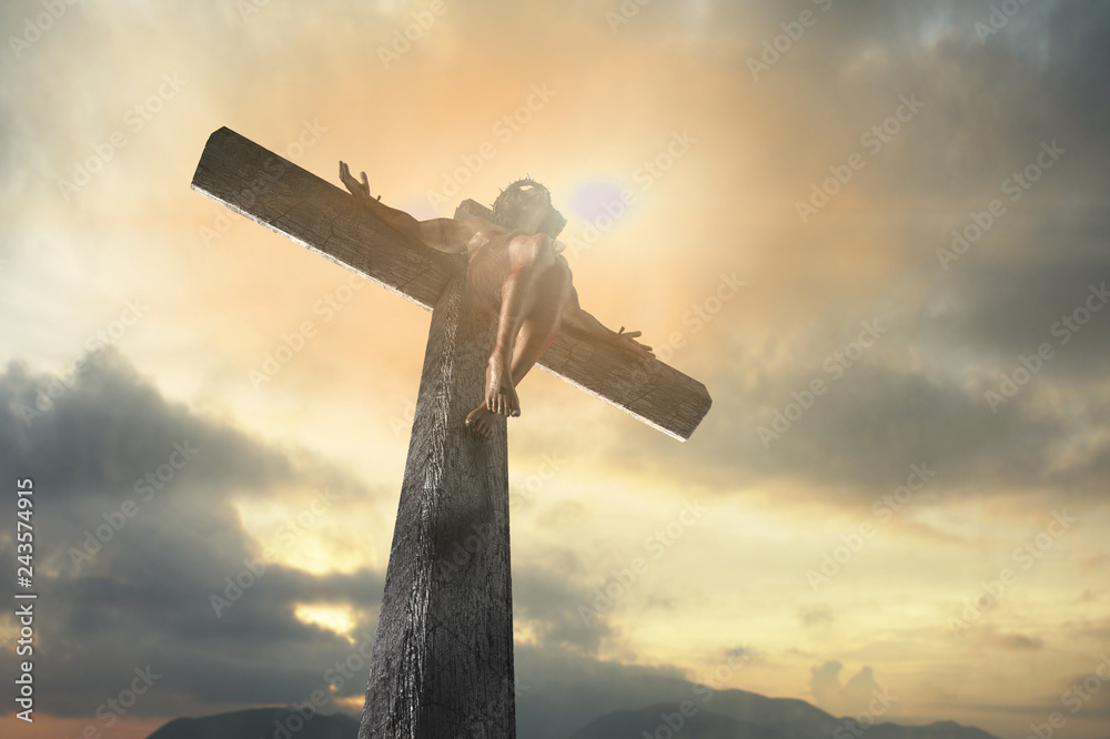 ภาพประกอบสต็อก Jesus Christ on the cross, 3d render ภาพ | Adobe Stock