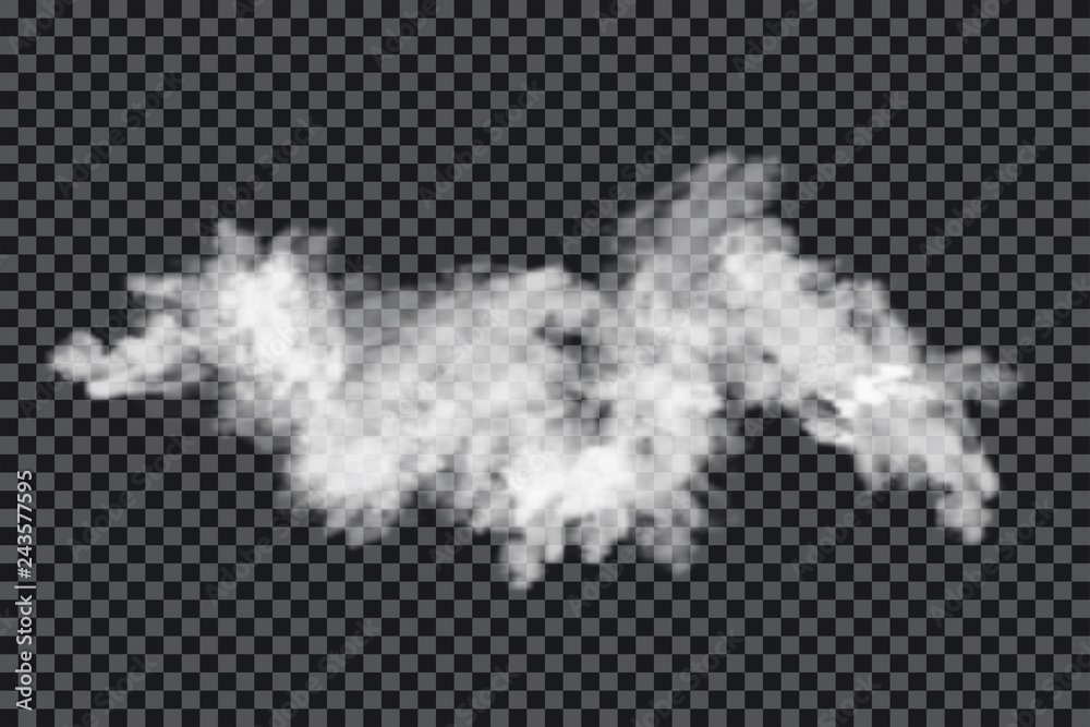 Smoke cloud on transparent background. Realistic fog or mist texture ...