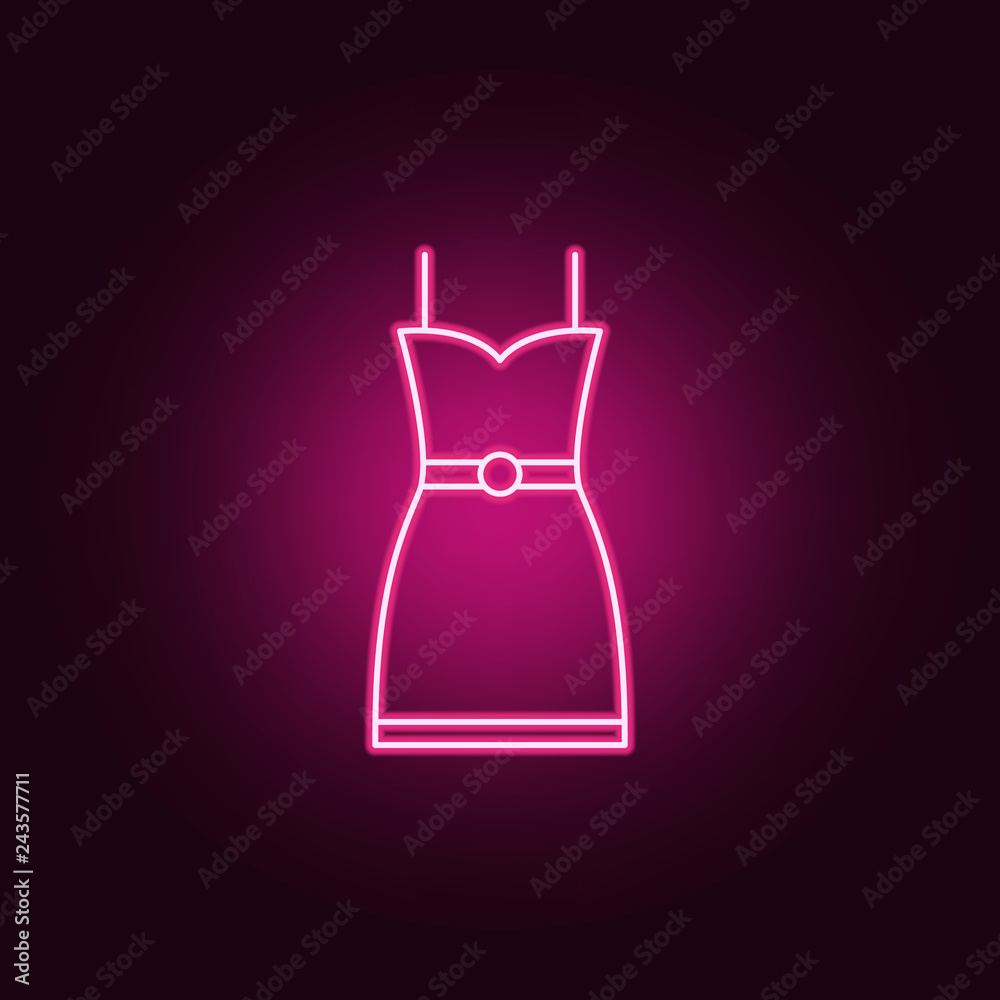 dress with straps icon. Elements of clothes in neon style icons. Simple ...