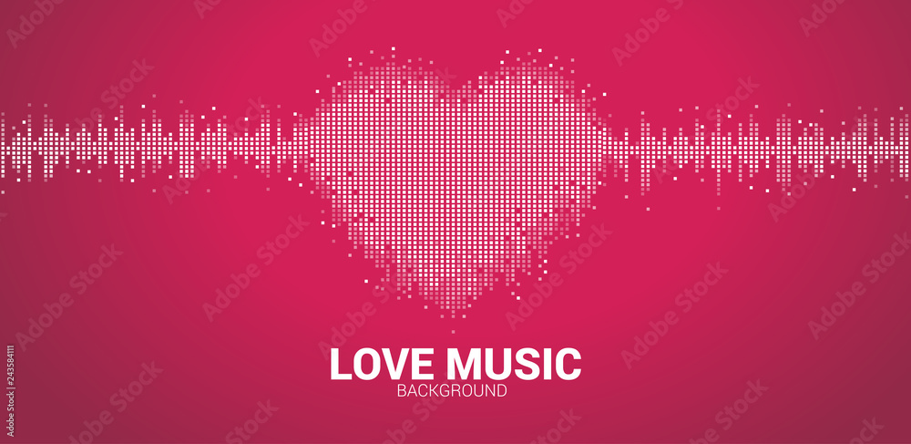 Sound wave heart icon Music Equalizer background. love music visual ...