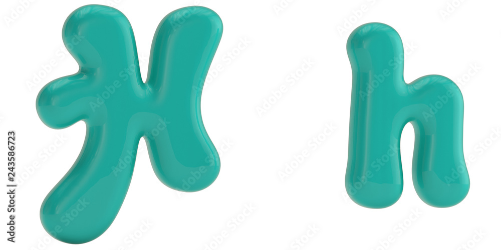 Color fat cartoon alphabet letter h isolated on white background. 3D ...