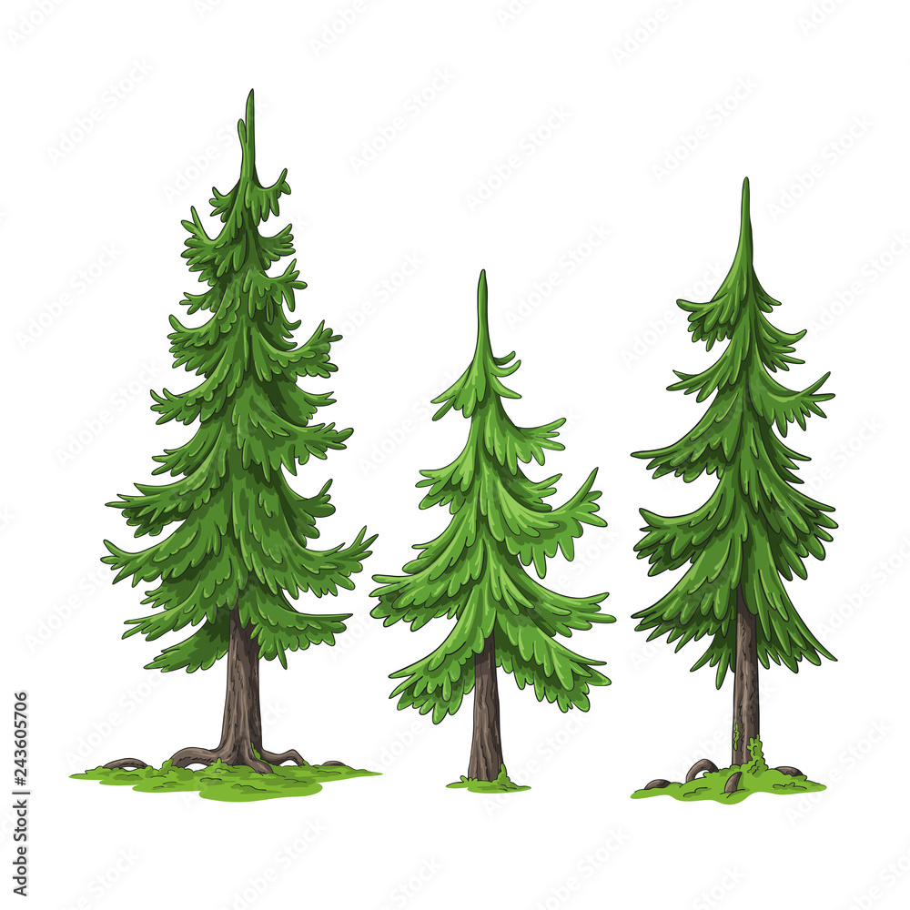 Collection of some cartoon trees, hand draw illustration Stock Vector ...