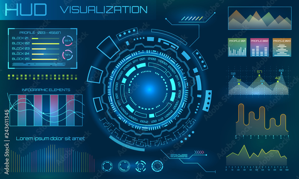 Futuristic HUD Design Elements. Infographic or Technology Interface for ...