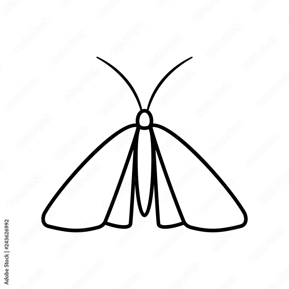 Clothing moth outline icon. Clipart image isolated on white background ...