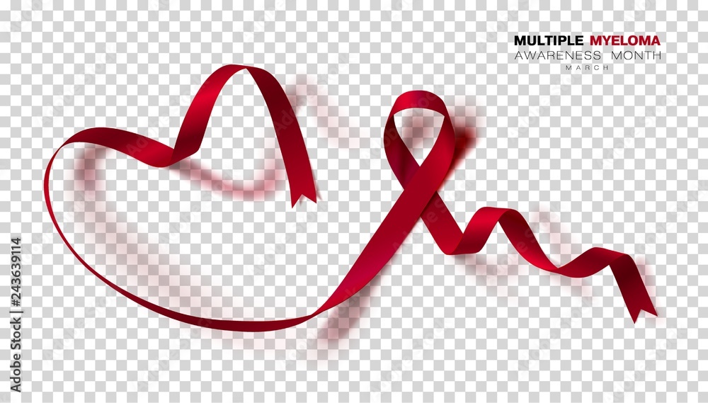 Multiple Myeloma Awareness Month. Burgundy Color Ribbon Isolated On ...