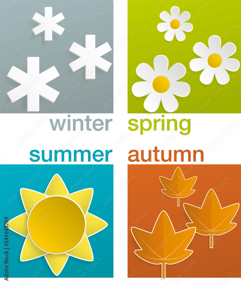 Four seasons horizontal banners, color. Four banners, one for each of ...