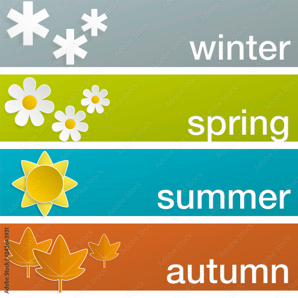 Four seasons horizontal banners, color. Four banners, one for each of ...
