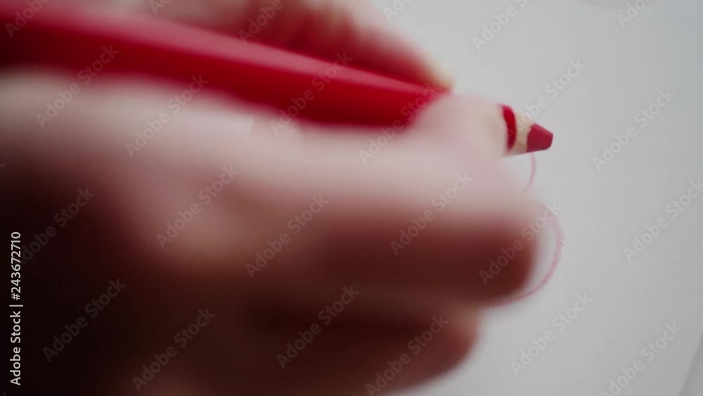 Right hand drawing red heart by pencil for sweetheart at Valentine's ...