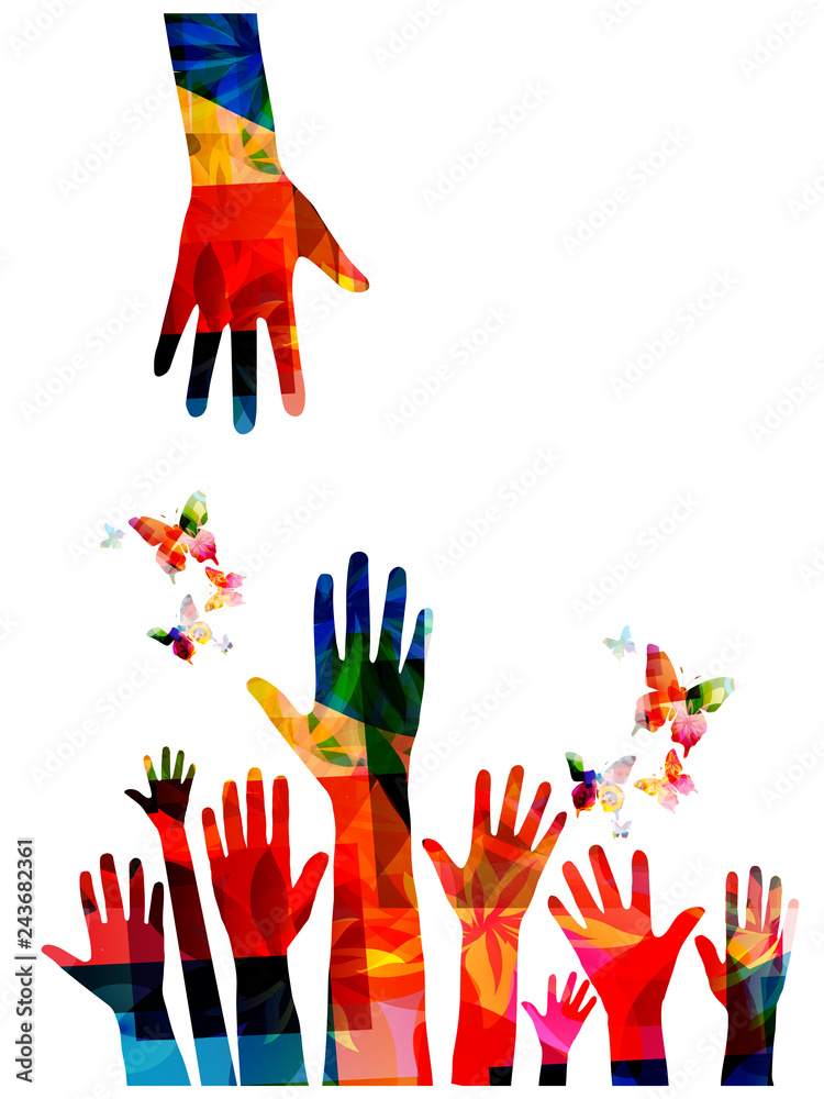 Colorful human hands with butterflies vector illustration design Stock ...