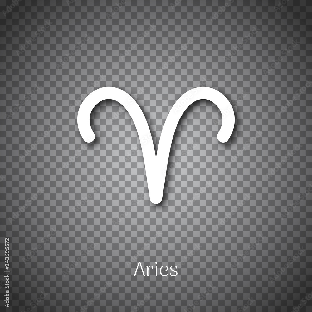 Aries astrological symbol with shadow isolated on transparent ...