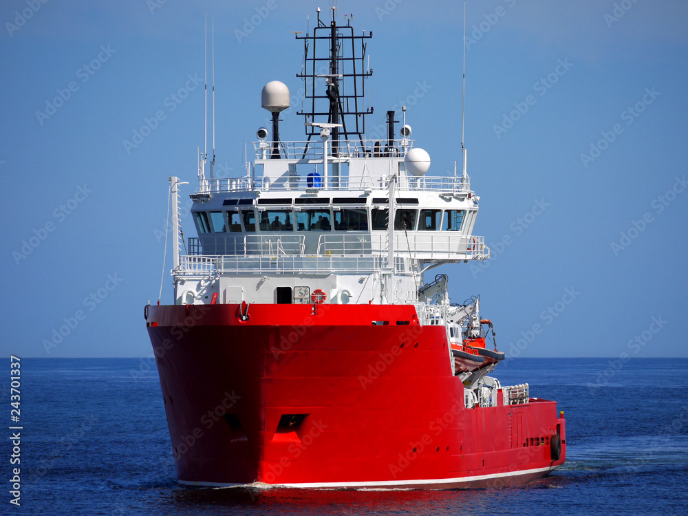 Offshore standby vessel on standby duties at offshore installation ...