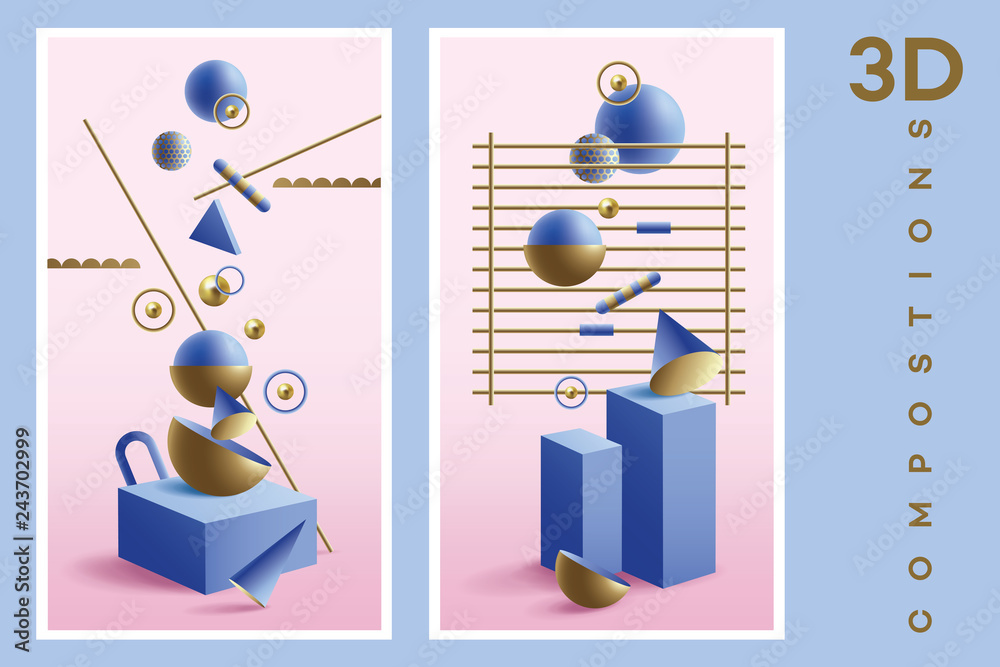 Vector templates with fun, 3d geometrical rendering compositions in ...