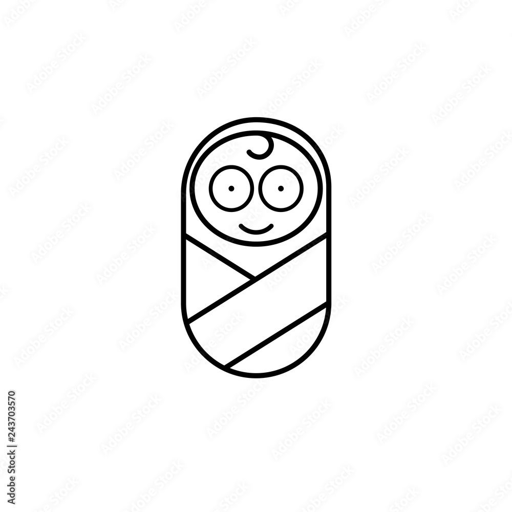 Infant newborn baby outline. Clipart image isolated on white background ...