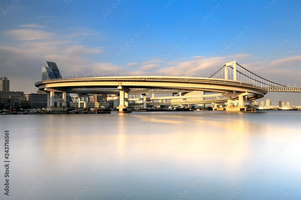 Rainbow Bridge and Odaiba waterfront, Tokyo, Japan Stock Photo | Adobe ...