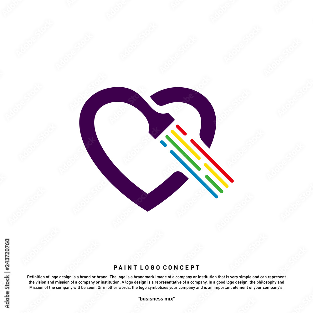 Love Paint Logo Design Concept Vector. Colorful Heart Logo Vector ...