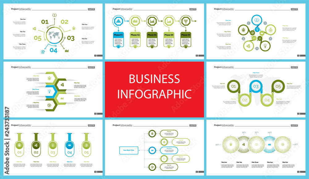 Project infographic design template set for stock and trade concept ...