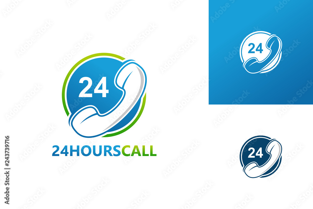 24 Hours Phone Call Logo Template Design Vector, Emblem, Design Concept ...