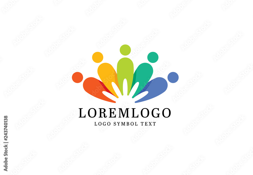 Logo Layout with Colorful Social People Symbols Stock 템플릿 | Adobe Stock