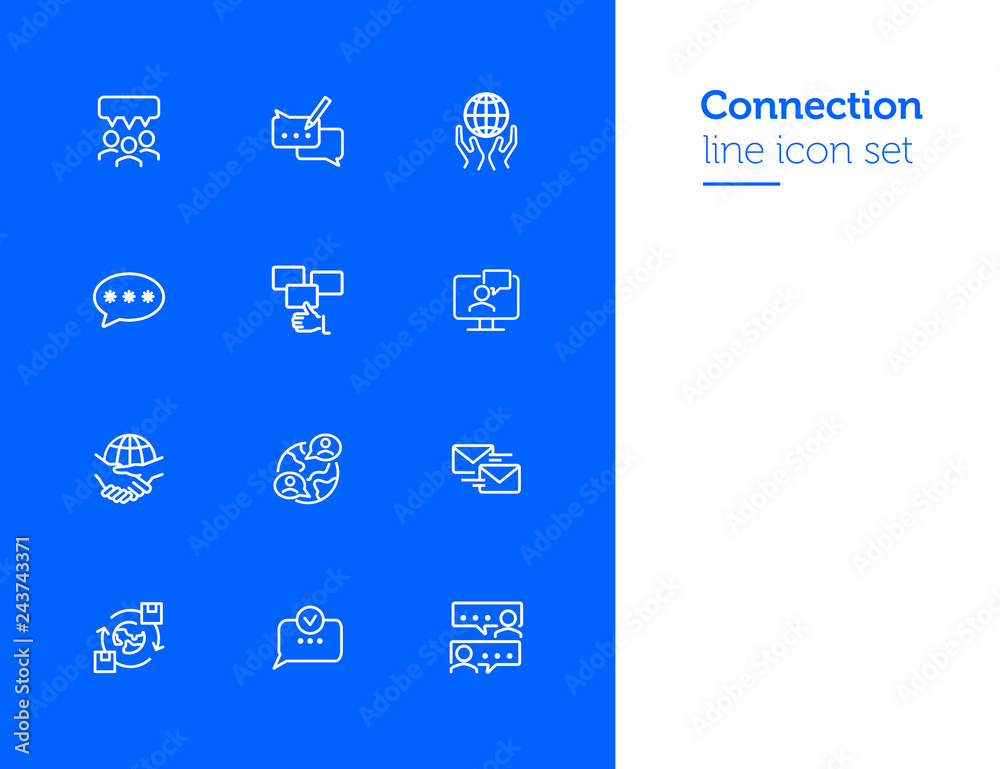 Connection line icon set. Set of line icons on white background ...