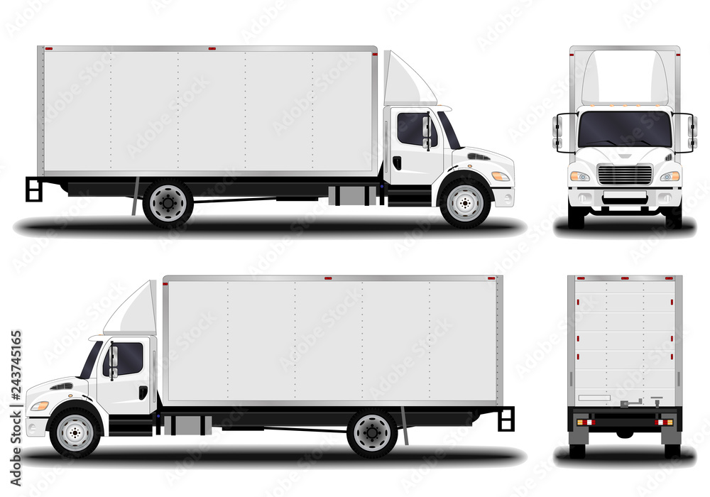 realistic truck. front view; side view; back view. Stock-Vektorgrafik ...