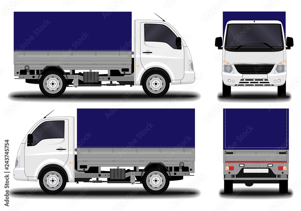 realistic truck. front view; side view; back view. Stock Vector | Adobe ...