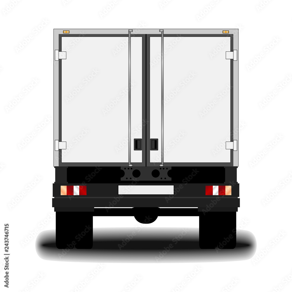 realistic truck. back view. Stock Vector | Adobe Stock
