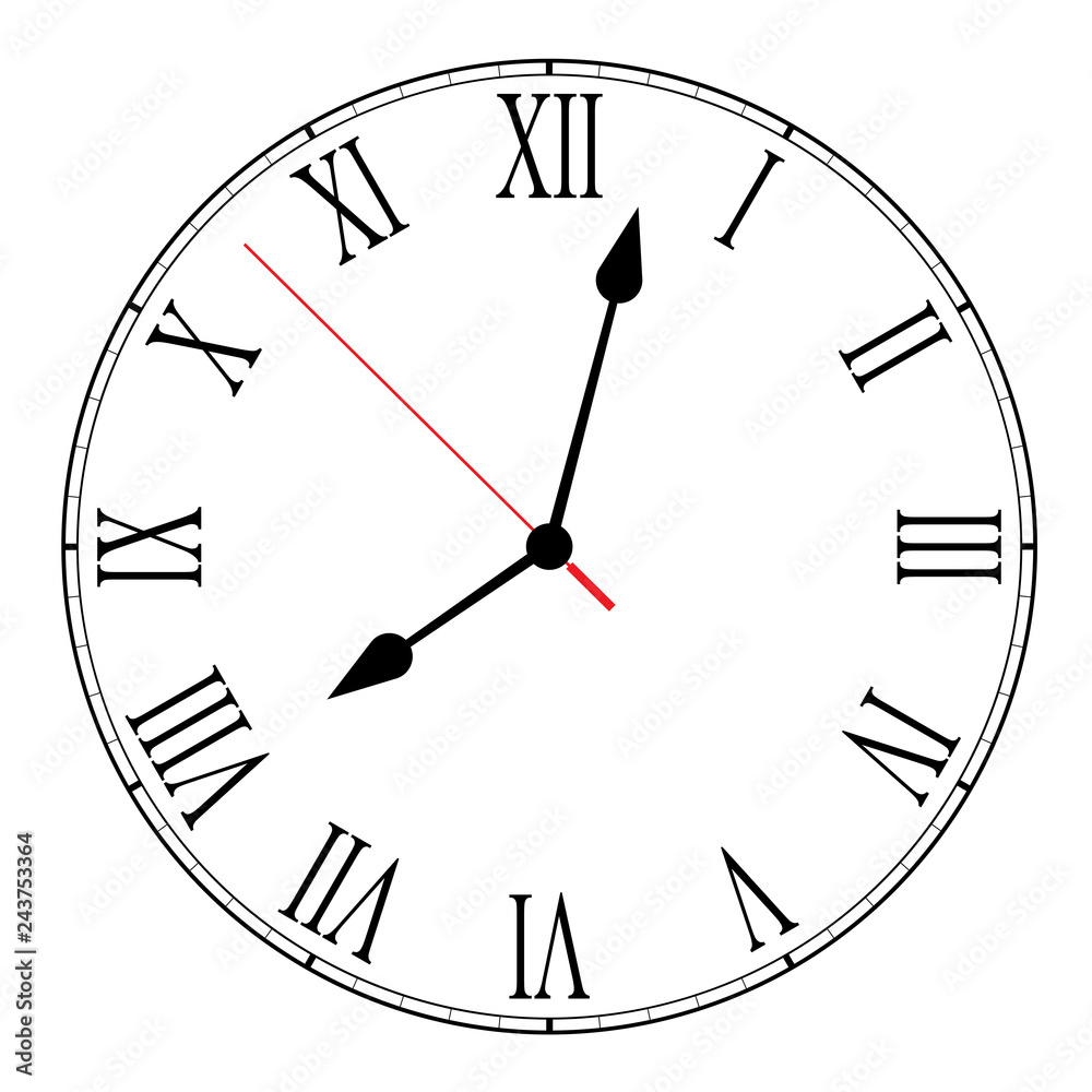 Blank clock face illustration on white Stock Vector | Adobe Stock