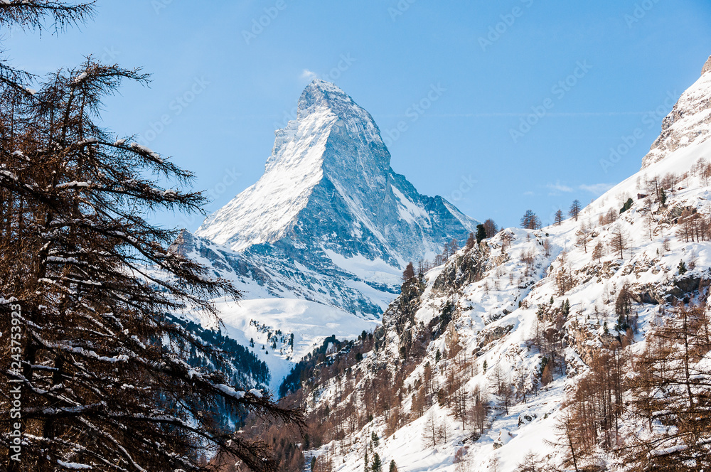 Zermatt, Furi, Zmutt, Zmuttbach, Matterhorn, Winter, Wintersport, Alpen ...