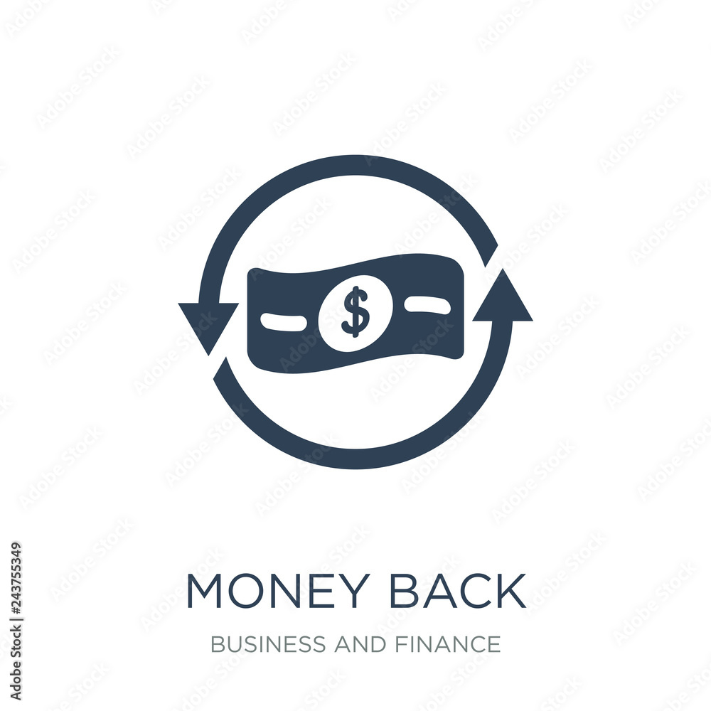 money back icon vector on white background, money back trendy fi Stock ...