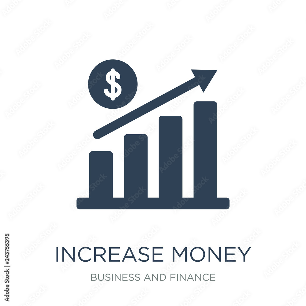 increase money icon vector on white background, increase money t Stock ...