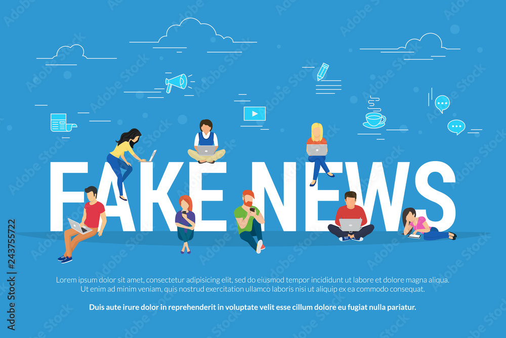 Fake news and and information fabrication concept flat vector ...