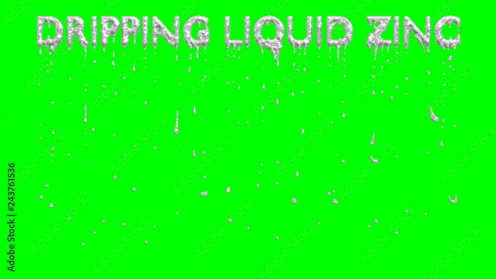 Animated dripping a lot of liquid zinc or silver paint or ink all caps ...