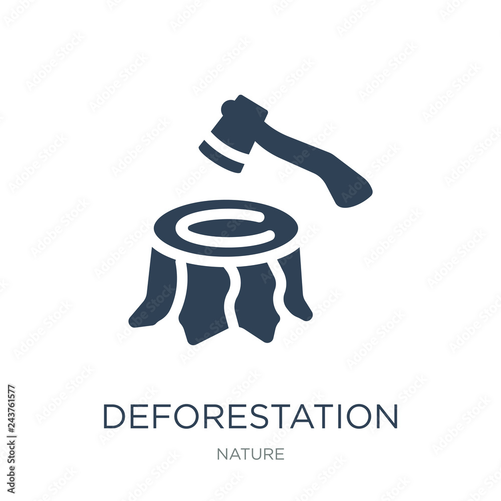 deforestation icon vector on white background, deforestation tre Stock ...