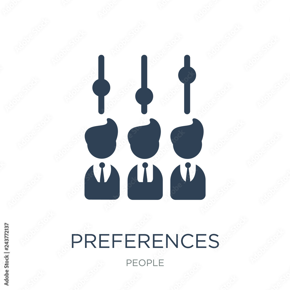 preferences icon vector on white background, preferences trendy filled ...