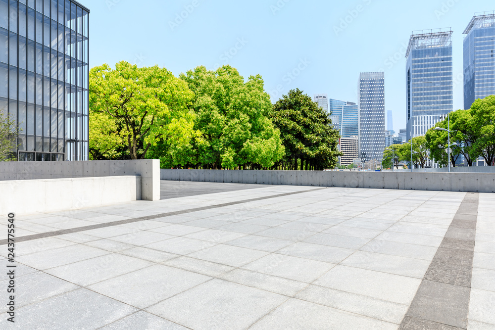 City square floor and modern commercial building in Shanghai Stock ...