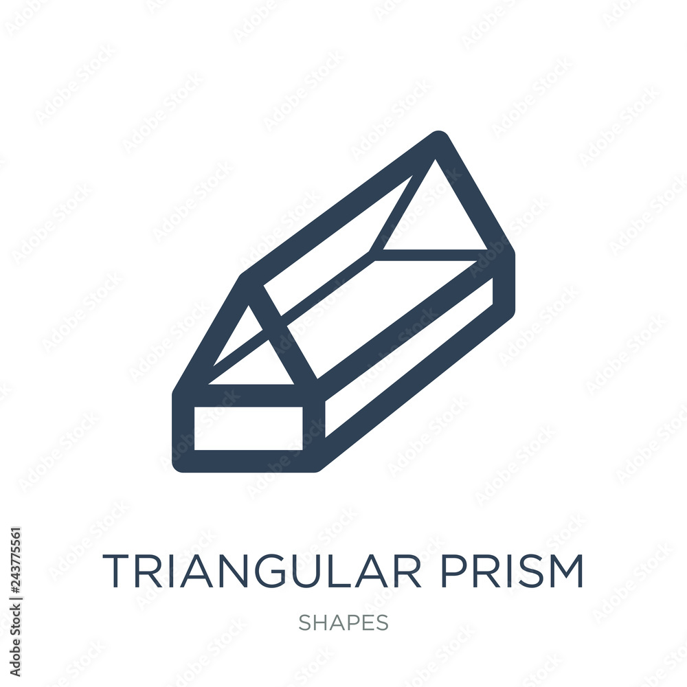triangular prism icon vector on white background, triangular prism ...