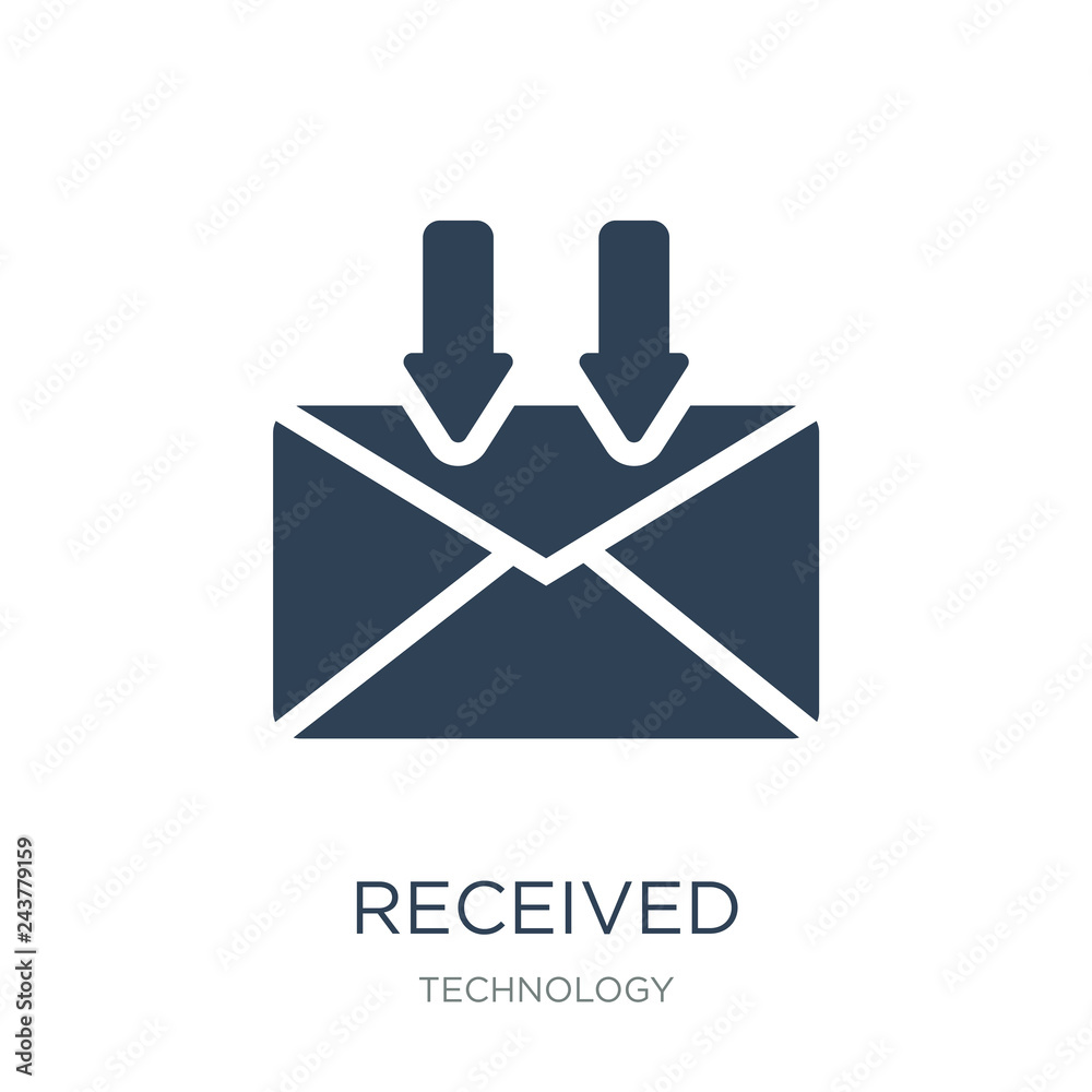 received icon vector on white background, received trendy filled icons ...