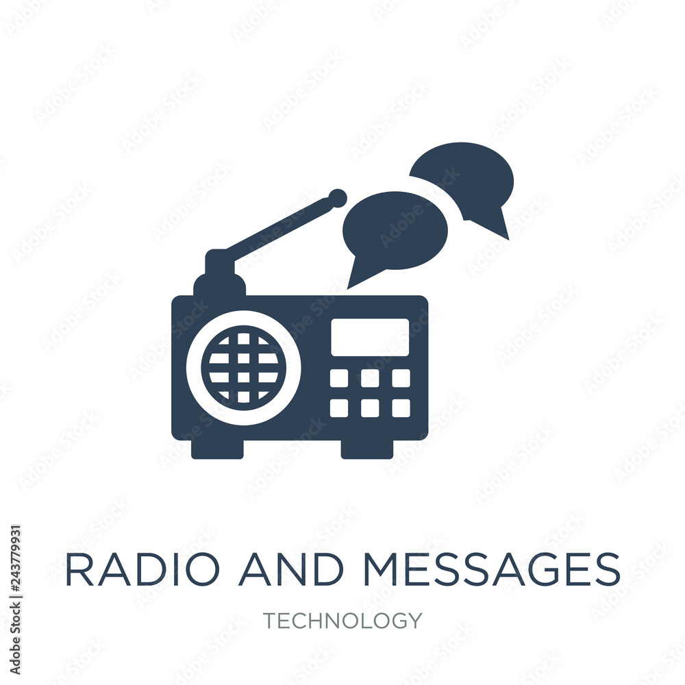 radio and messages icon vector on white background, radio and messages ...