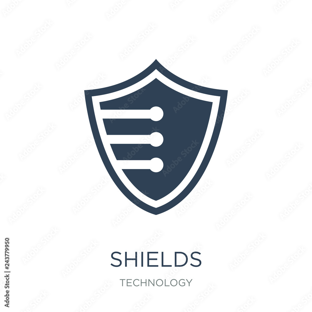 shields icon vector on white background, shields trendy filled icons ...