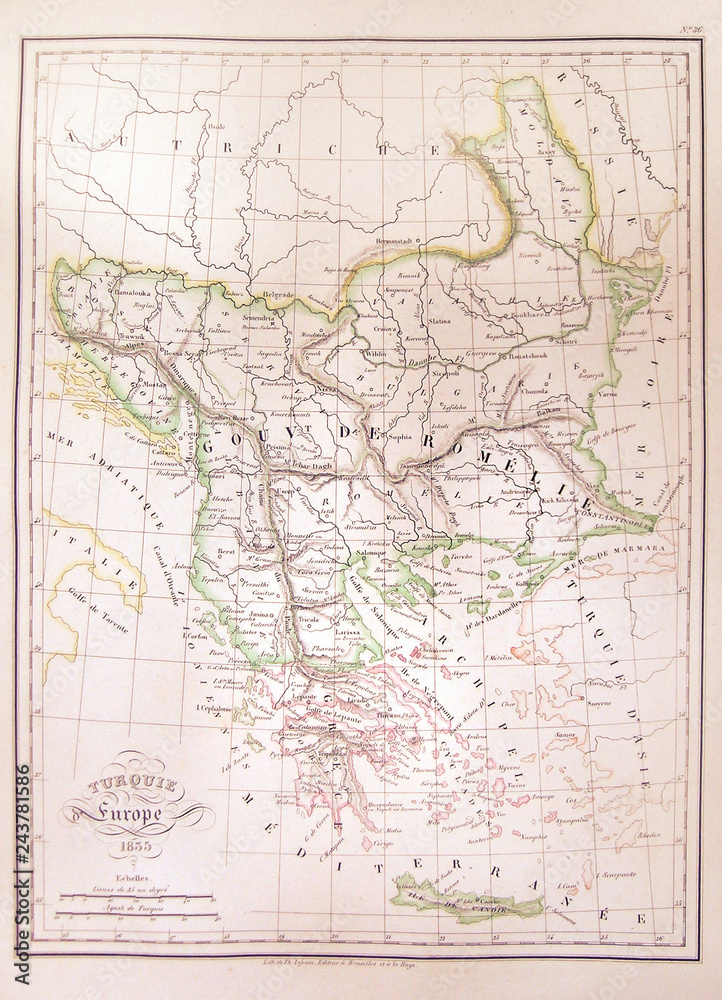 1835, Malte-Brun Map of Turkey or the Ottoman Empire in Europe ...