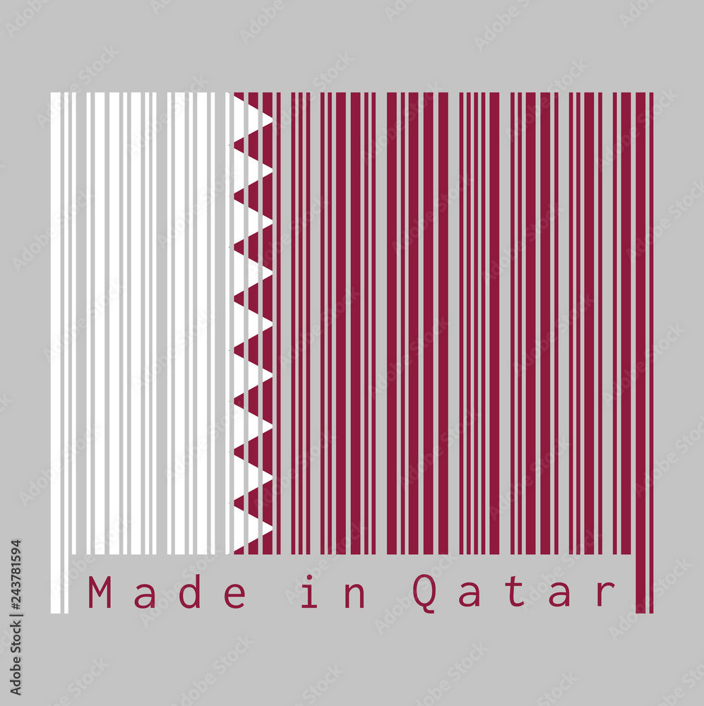 Barcode set the color of Qatar flag, a white band on the hoist side ...