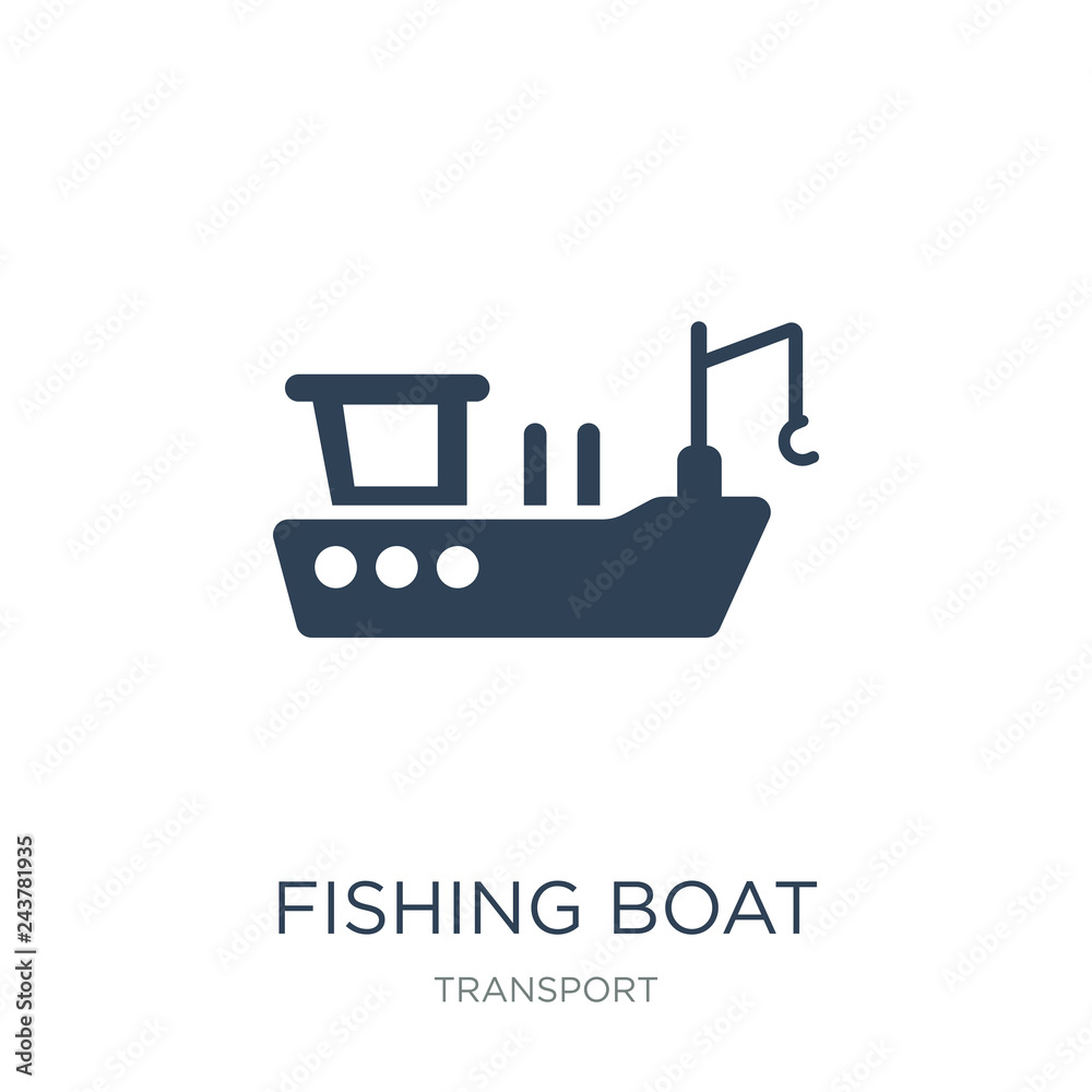 fishing boat icon vector on white background, fishing boat trendy ...
