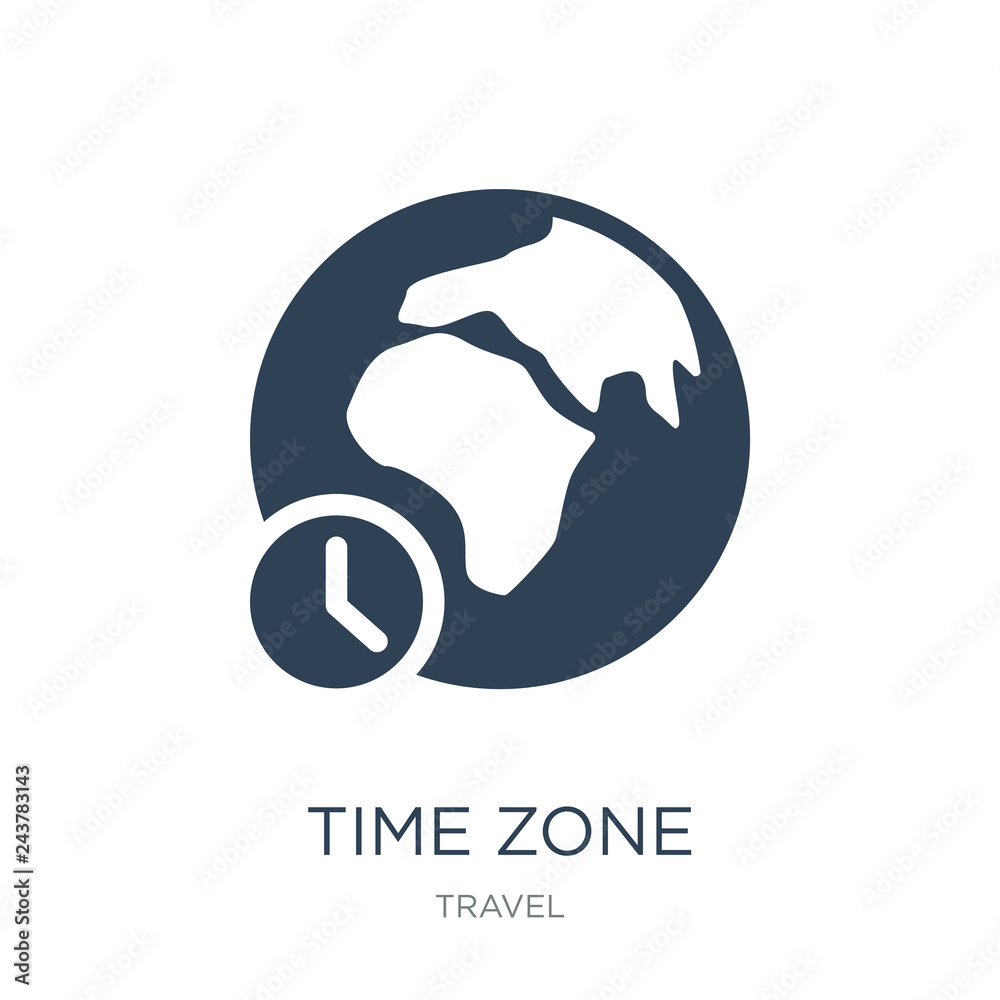 time zone icon vector on white background, time zone trendy filled ...