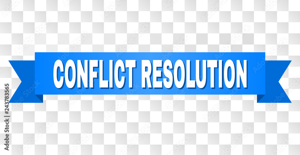 CONFLICT RESOLUTION text on a ribbon. Designed with white title and ...