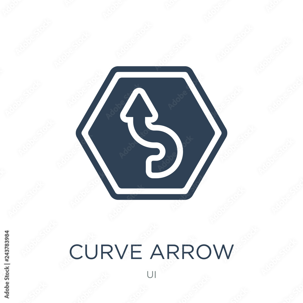 curve arrow icon vector on white background, curve arrow trendy filled ...