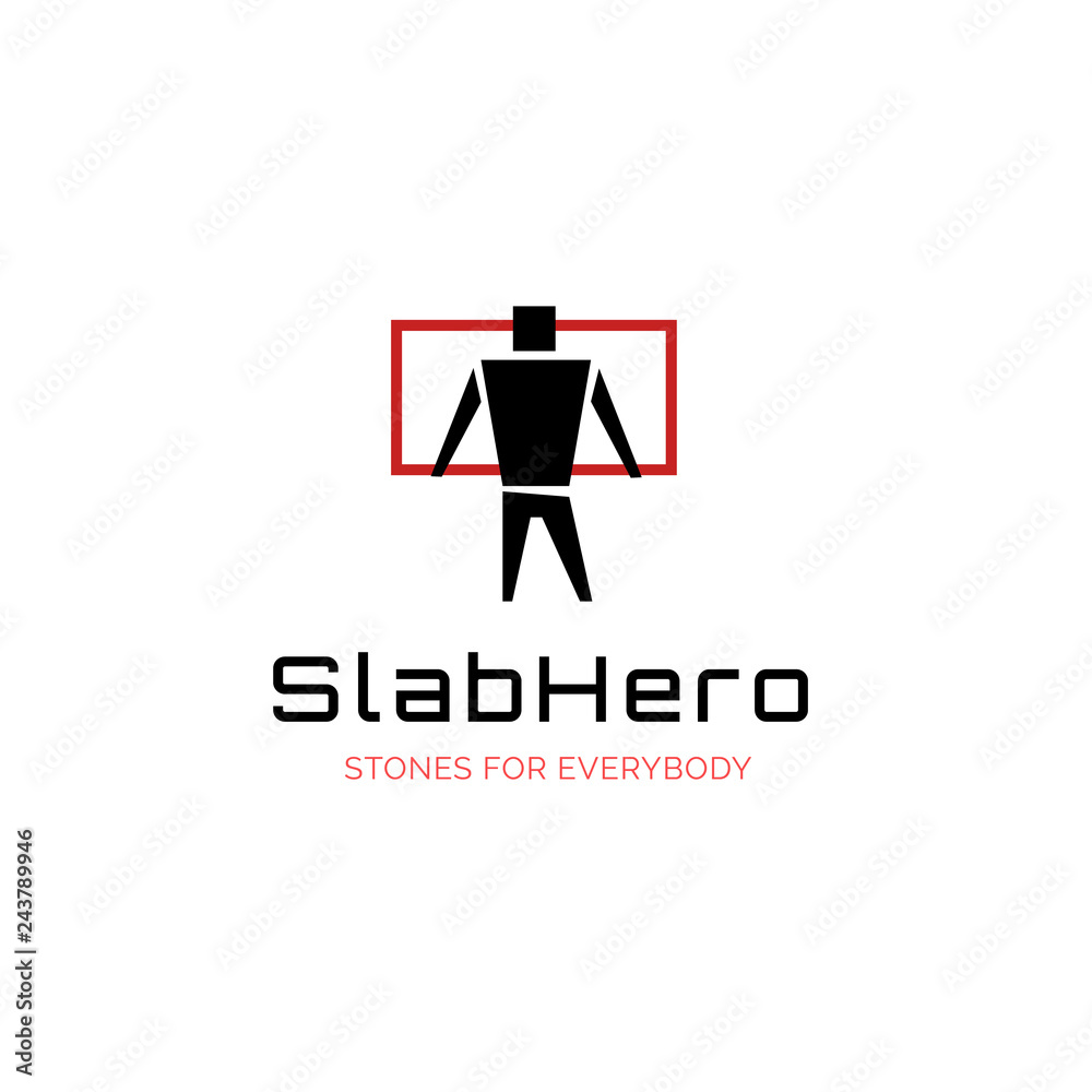 Vector slab company logo with hero man and slab stone, rock store ...