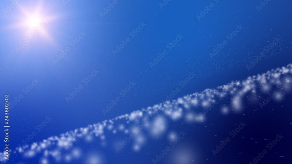 Blue background, digital signature with wave particles, sparkle, veil ...