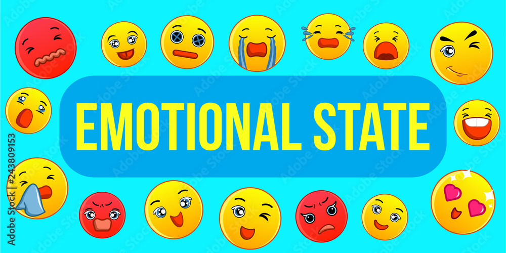 Emotional state concept banner. Cartoon banner of emotional state ...