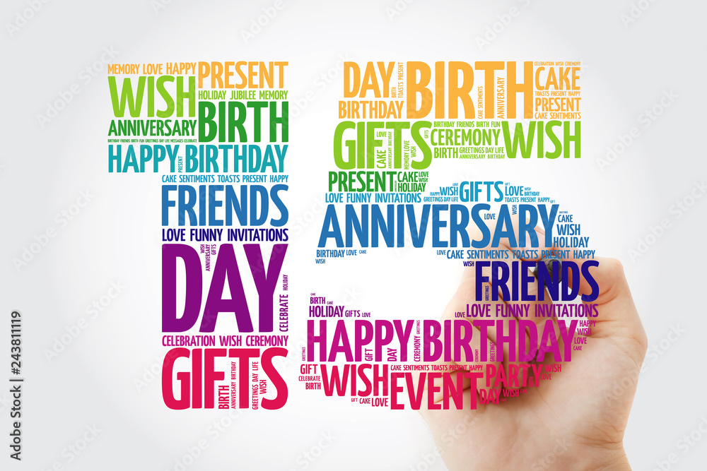 Happy 15th birthday word cloud collage concept with marker Stock Photo ...
